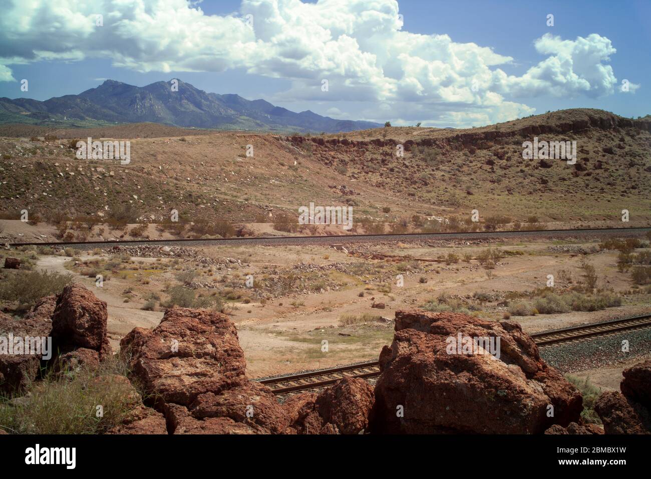 Railroad Tracks Through Rocky Mountains High Resolution Stock ...