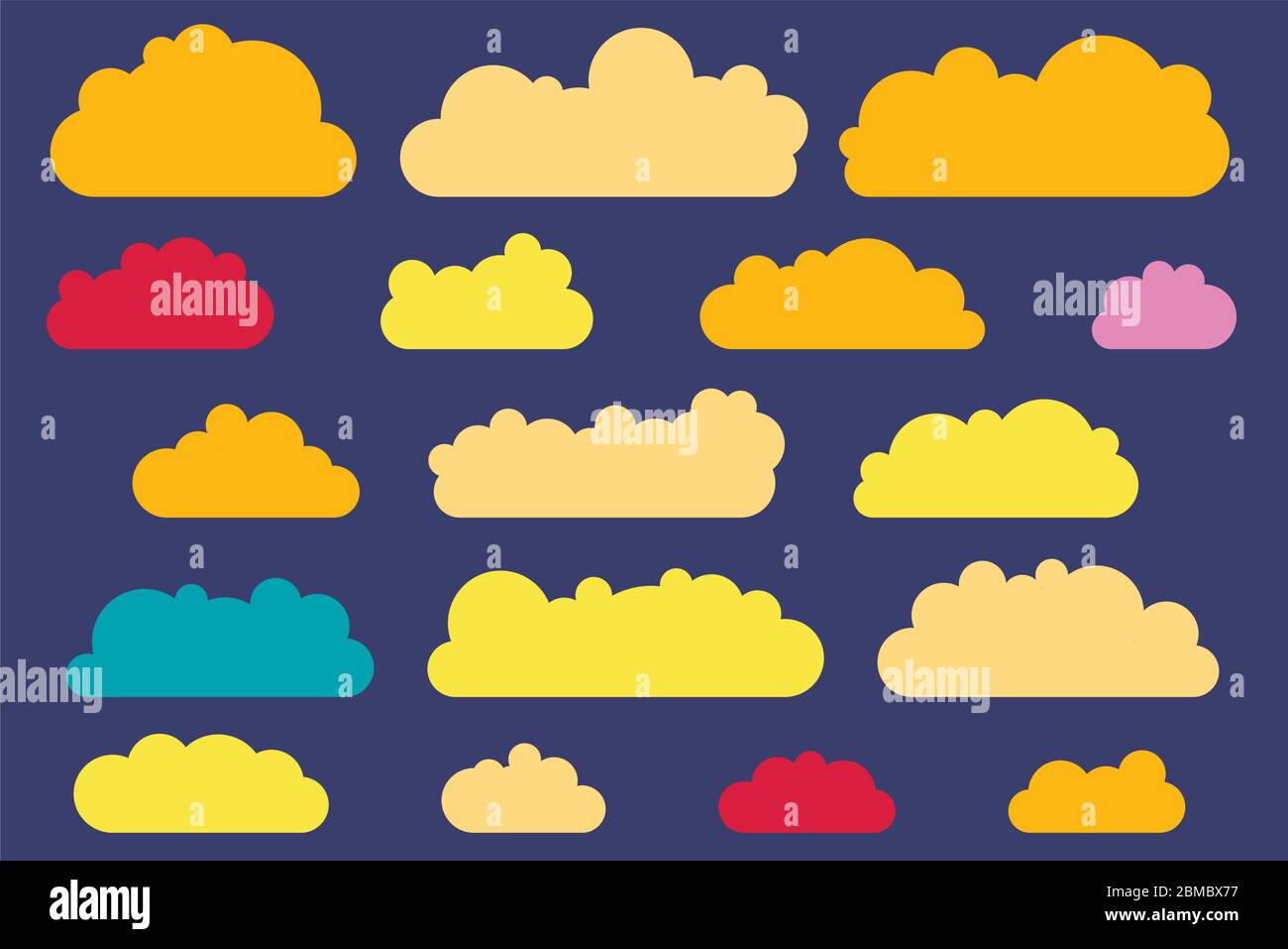 Colorful isolated clouds set. Simple cartoon vector illustration ...