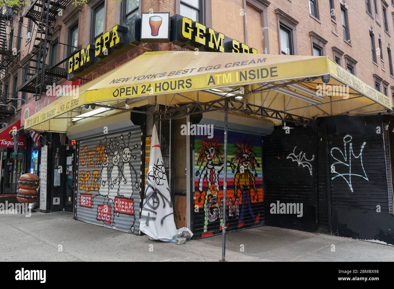 New York, NY, USA. 8th May, 2020. East Village's iconic Gem Spa, a ...