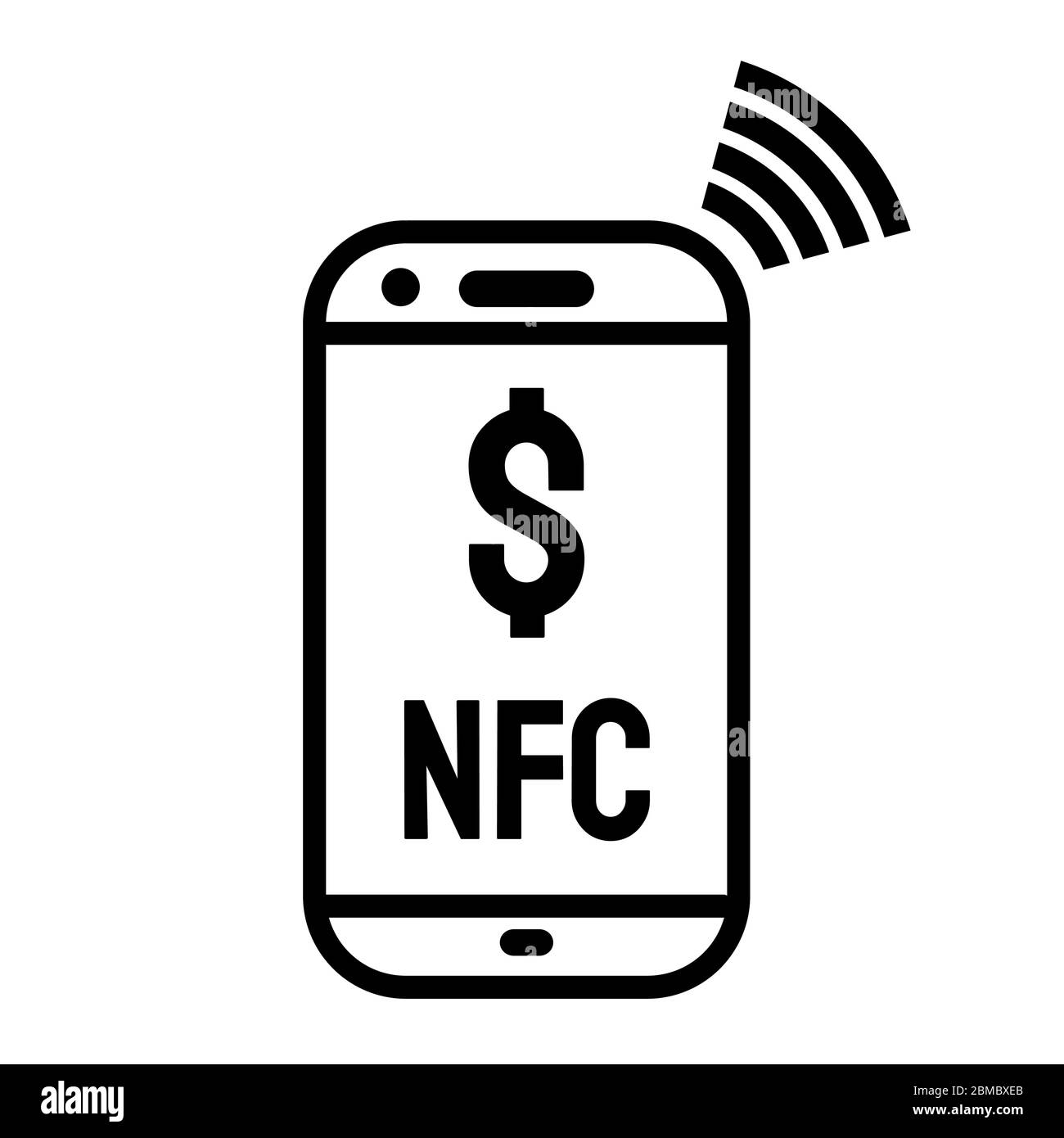 Phone contactless payment symbol. NFC (Near Field Communication) mobile ...