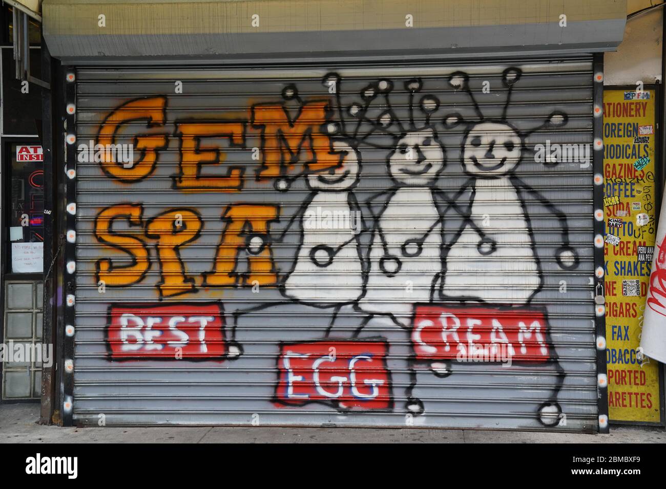 New York, NY, USA. 8th May, 2020. East Village's iconic Gem Spa, a ...