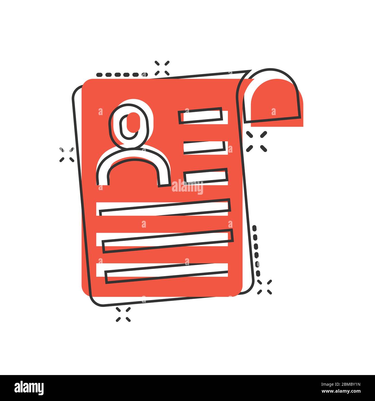 Resume icon in comic style. Contract document cartoon vector ...