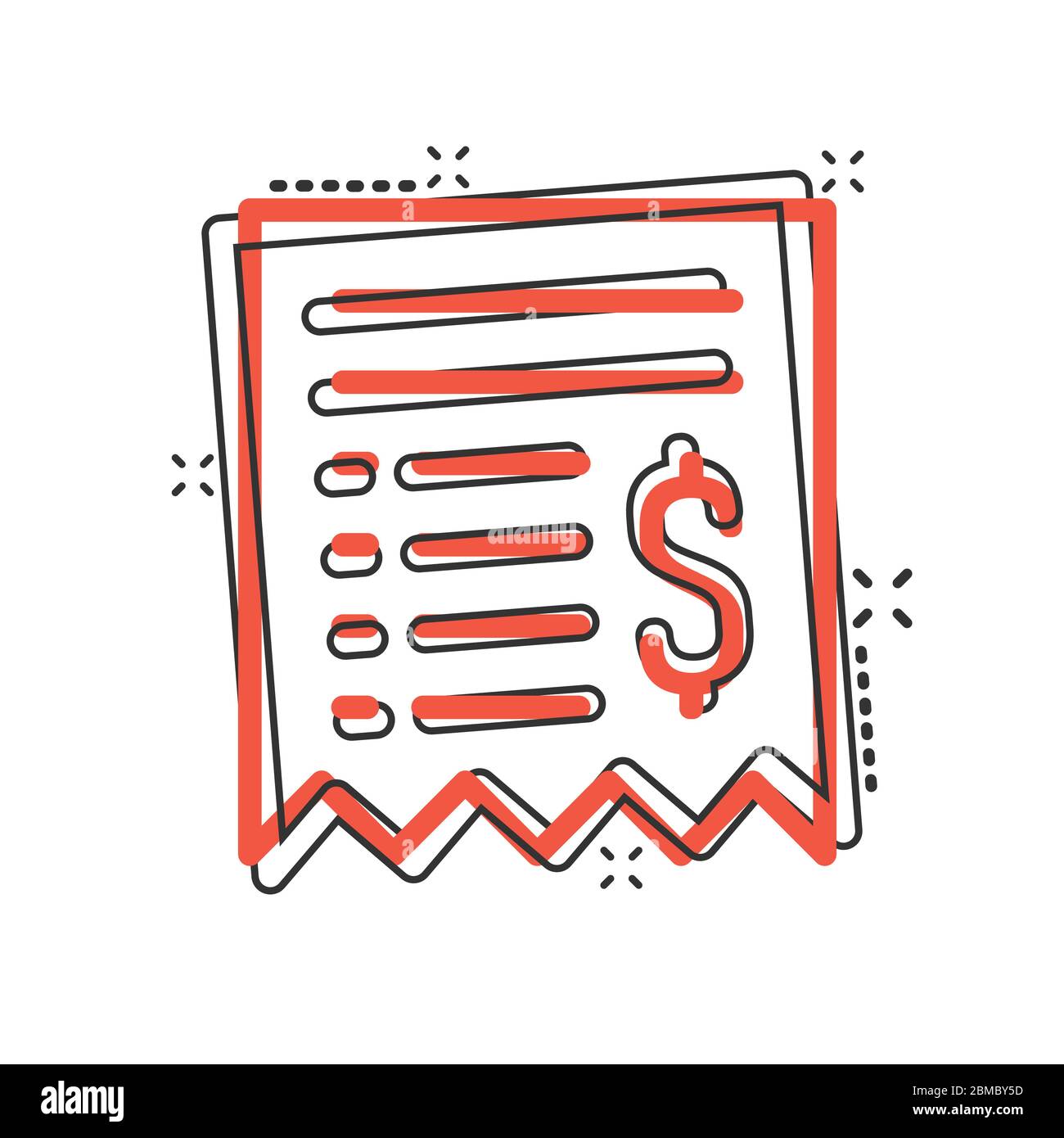Money check icon in comic style. Checkbook cartoon vector illustration ...