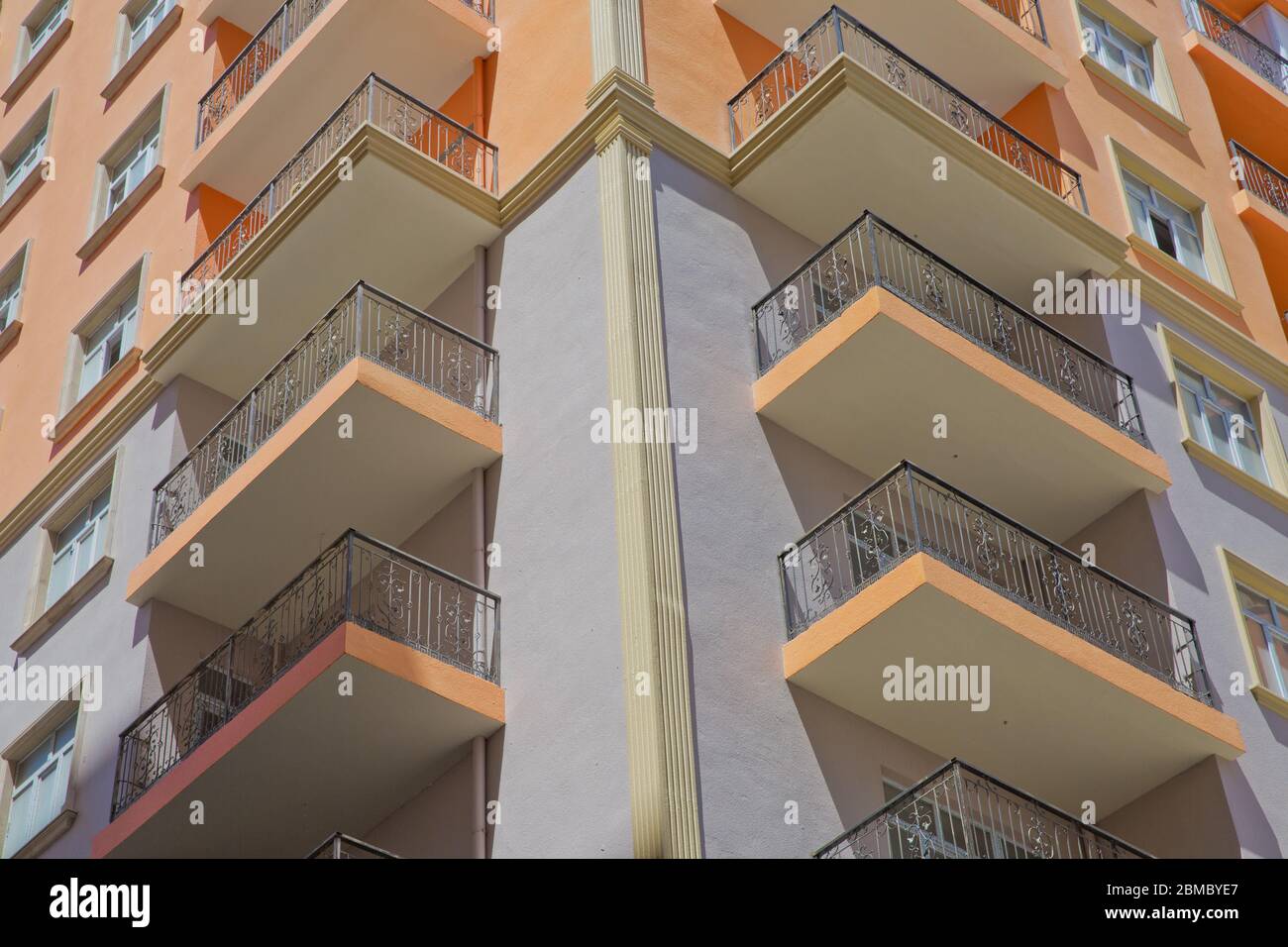 Window balcony on a stone building . elegant decorative old stone ...