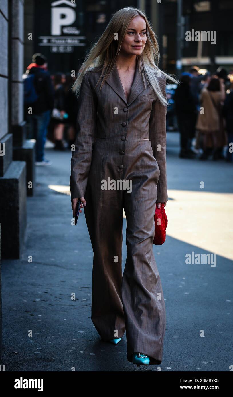 MILAN, Italy- February 22 2020: Thora Valdimars on the street during ...