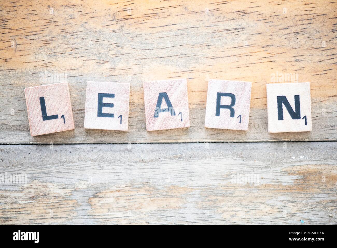 Learn in block letters Stock Photo - Alamy