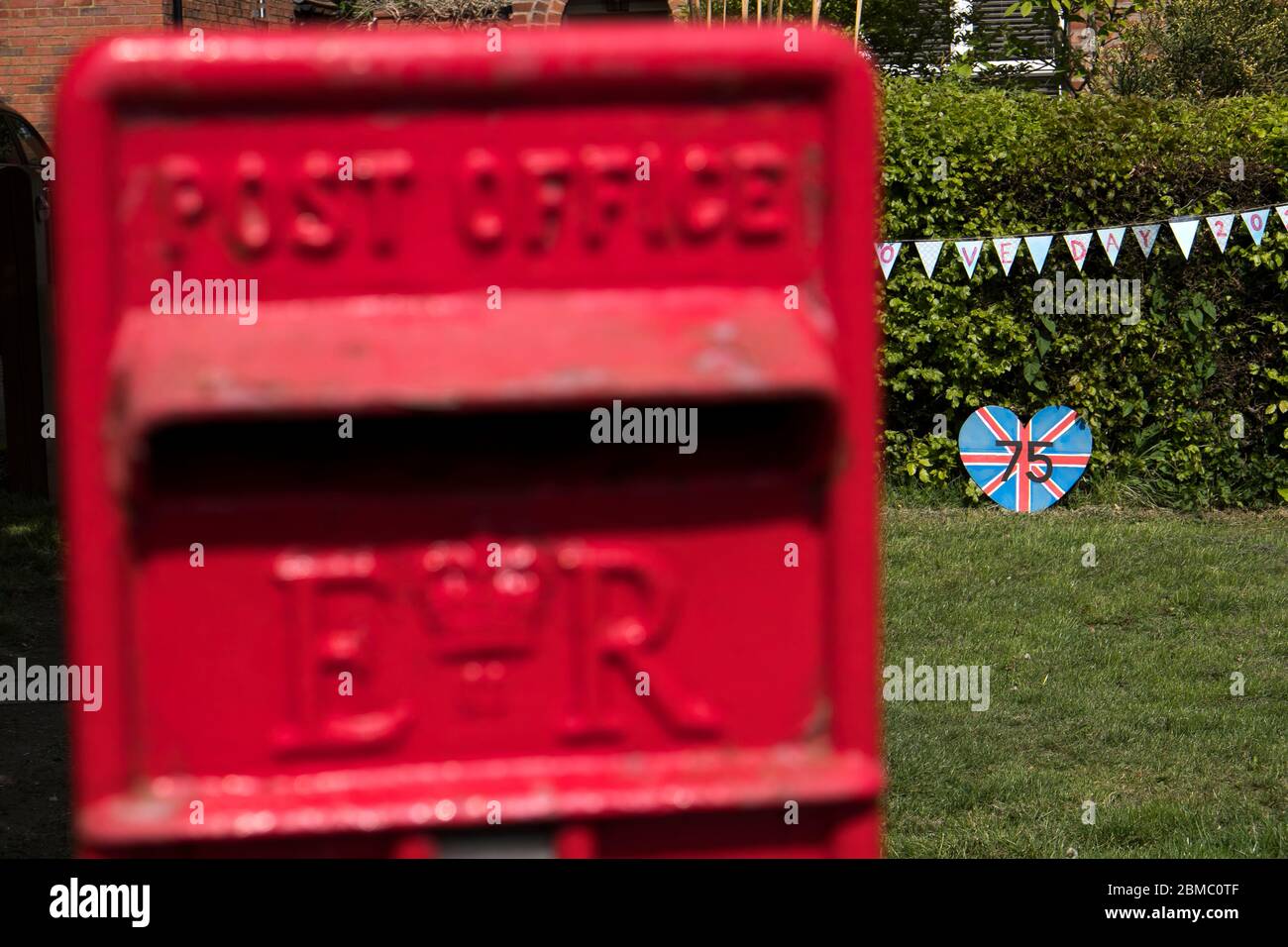 A VE Day display with a post pox in the foreground in Bugbrooke ...
