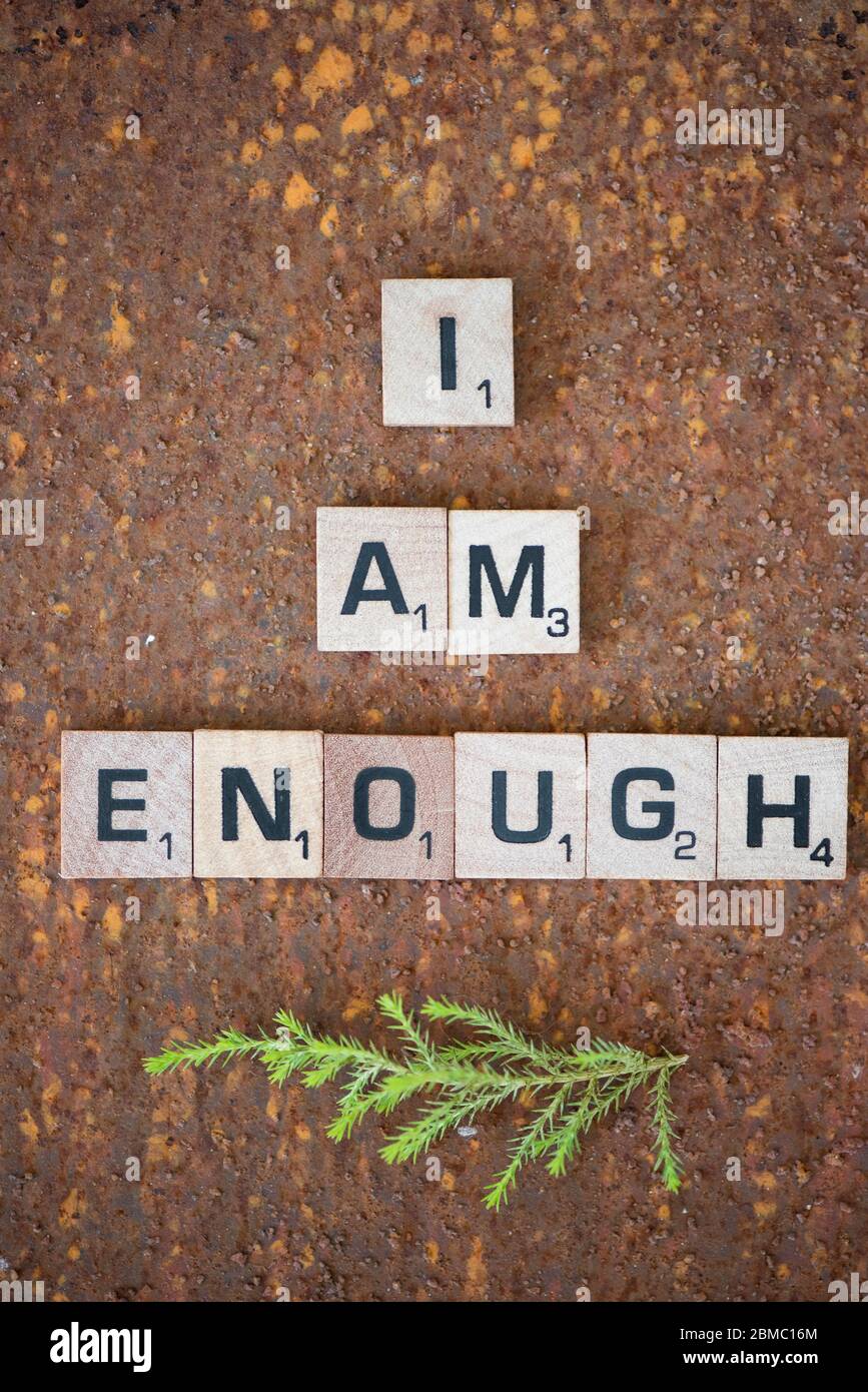 I am enough in block letters Stock Photo - Alamy