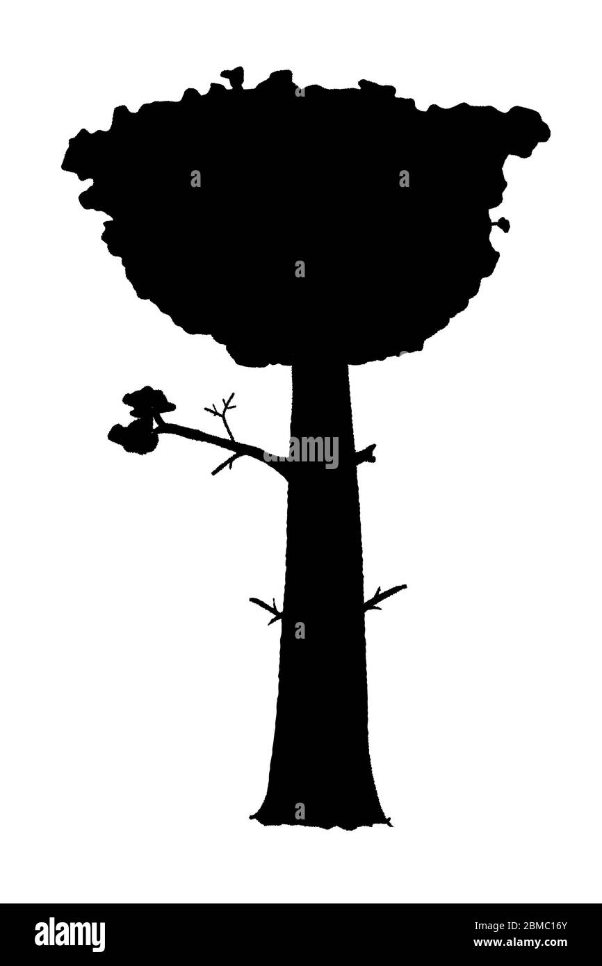 Tree shape vector illustration. Isolated hand-drawn tree silhouette ...