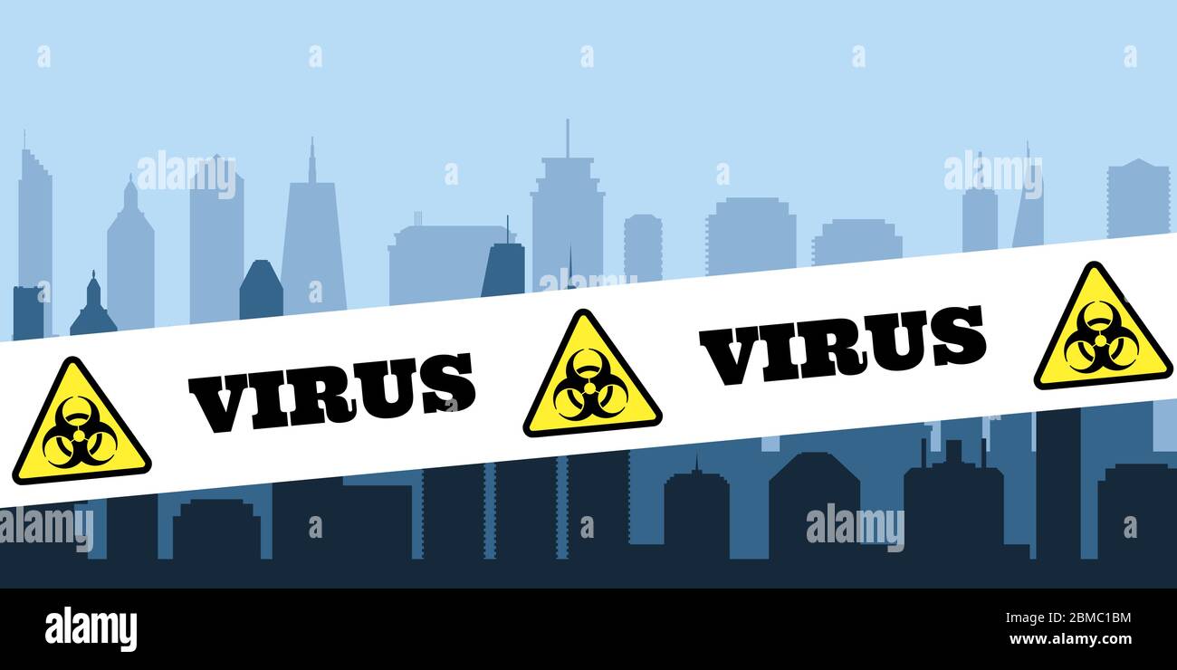 Virus pandemic - city quarantine lockdown. Covid-19 coronavirus illness ...
