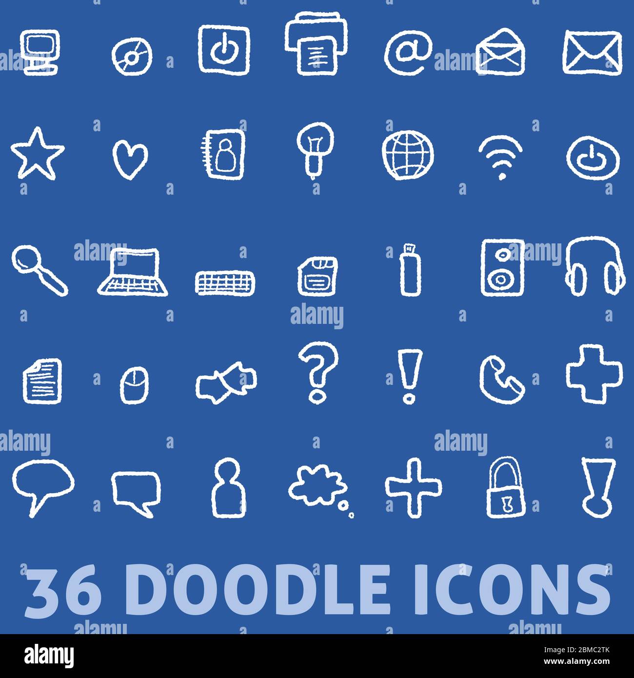 Doodle computer icons set - sketchy icon collection Stock Vector Image ...