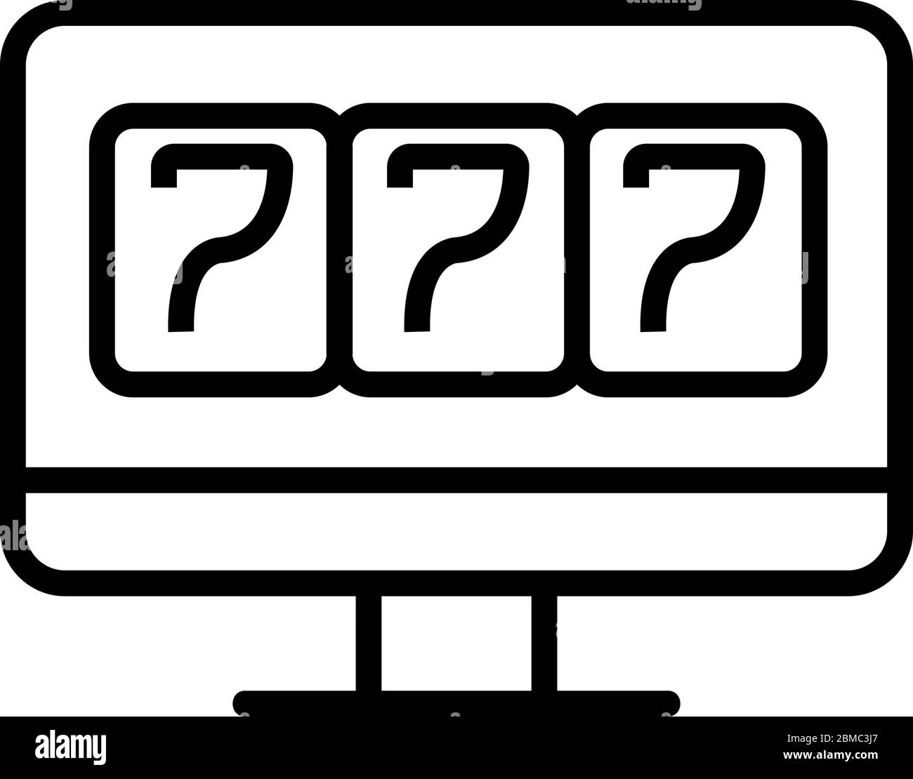 three sevens computer slot icon vector outline illustration Stock ...
