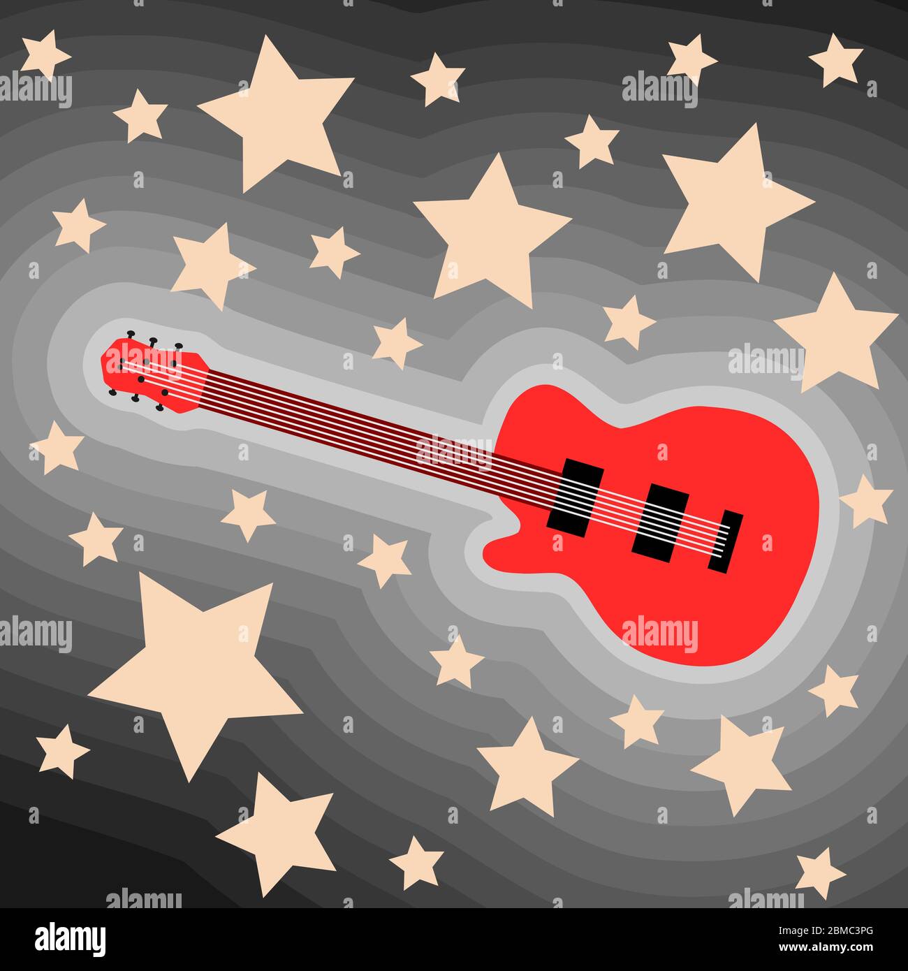 Rock star theme - electric guitar background illustration. Band concept ...