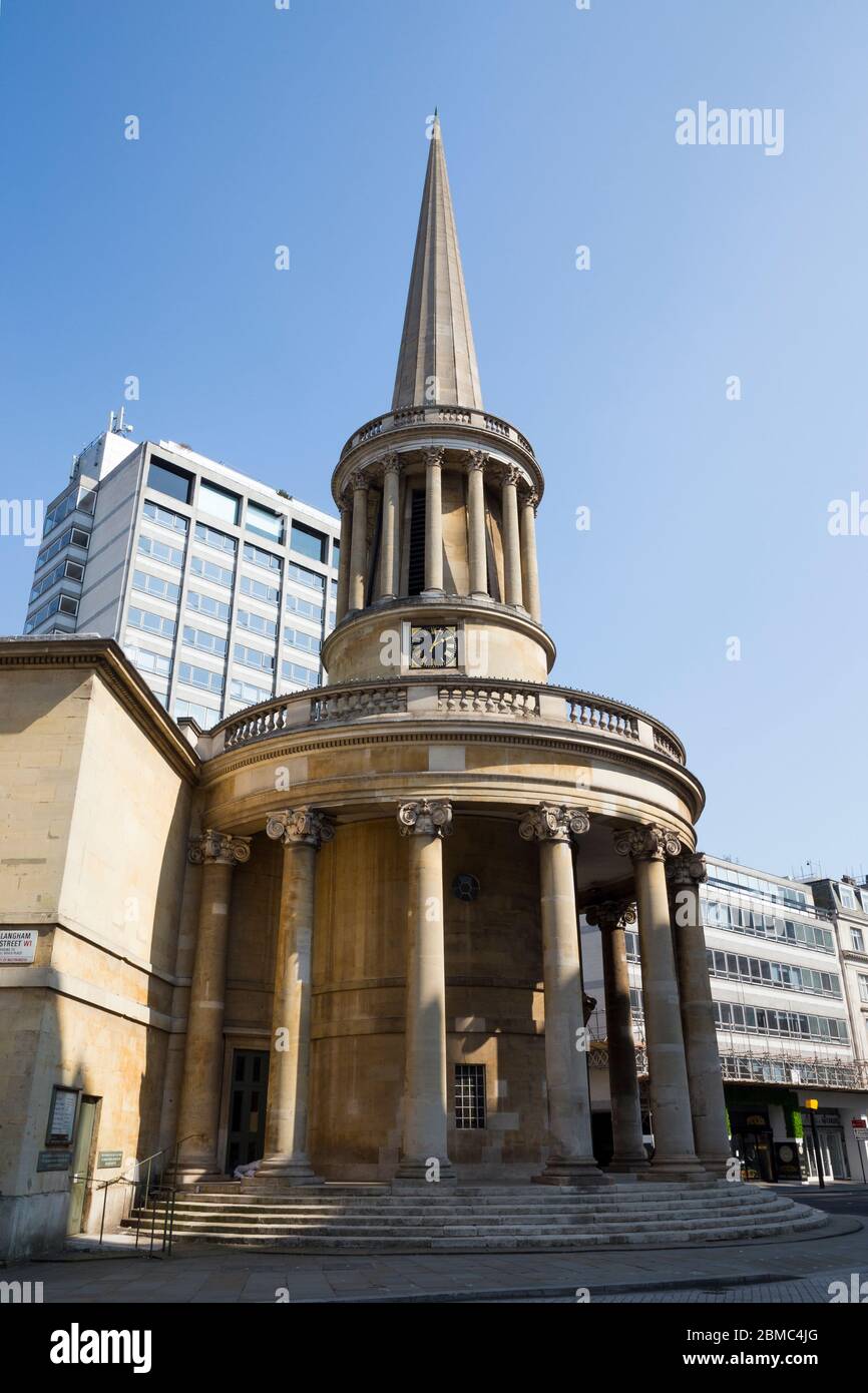 Designed by architect John Nash, All Souls Church stands in Langham ...