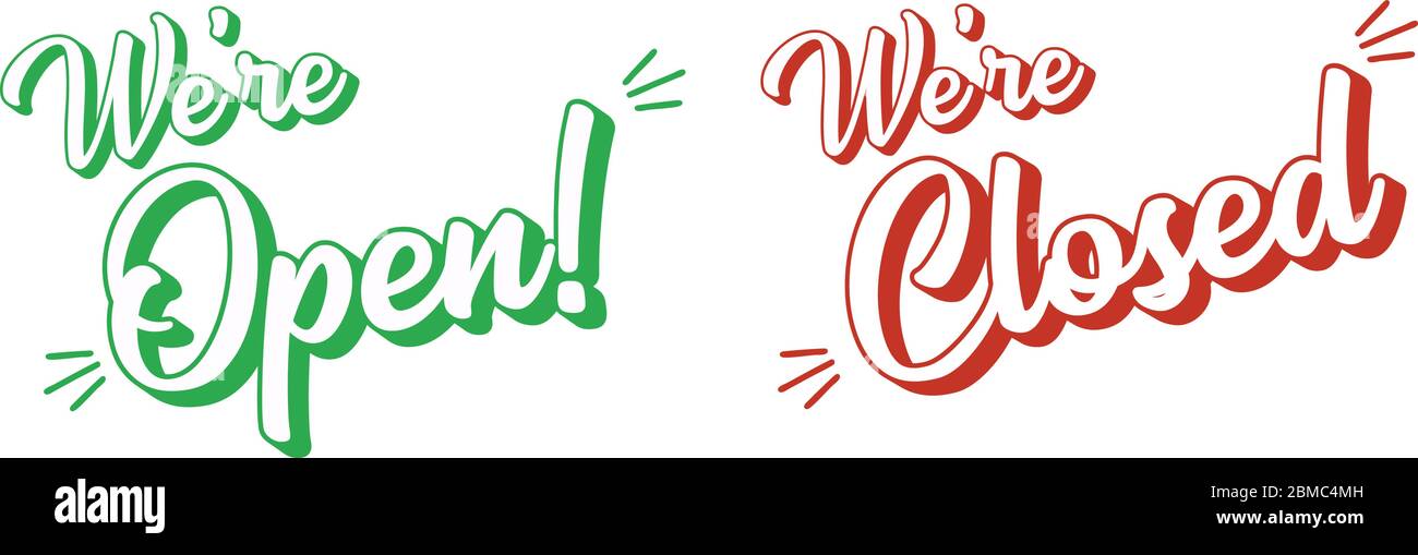 Hand sketched set Open Closed quotes. Lettering for poster, card, flyer ...