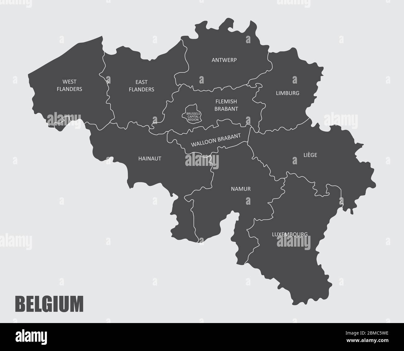 Belgium regions map Stock Vector Image & Art - Alamy