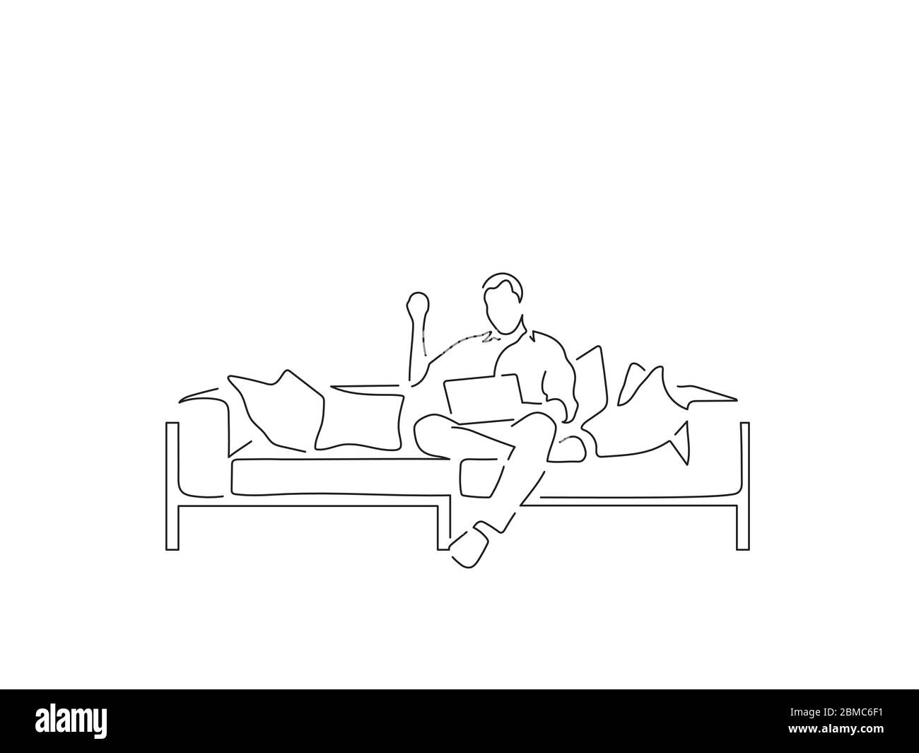 People at home isolated line drawing, vector illustration design Stock ...