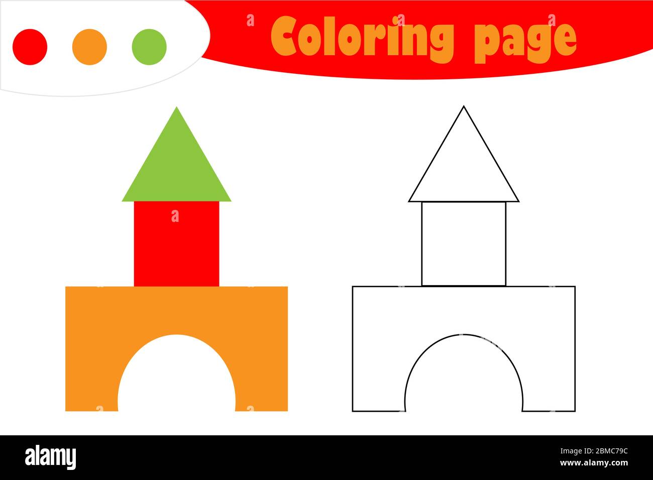 Toy blocks in cartoon style, coloring page, education paper game for ...