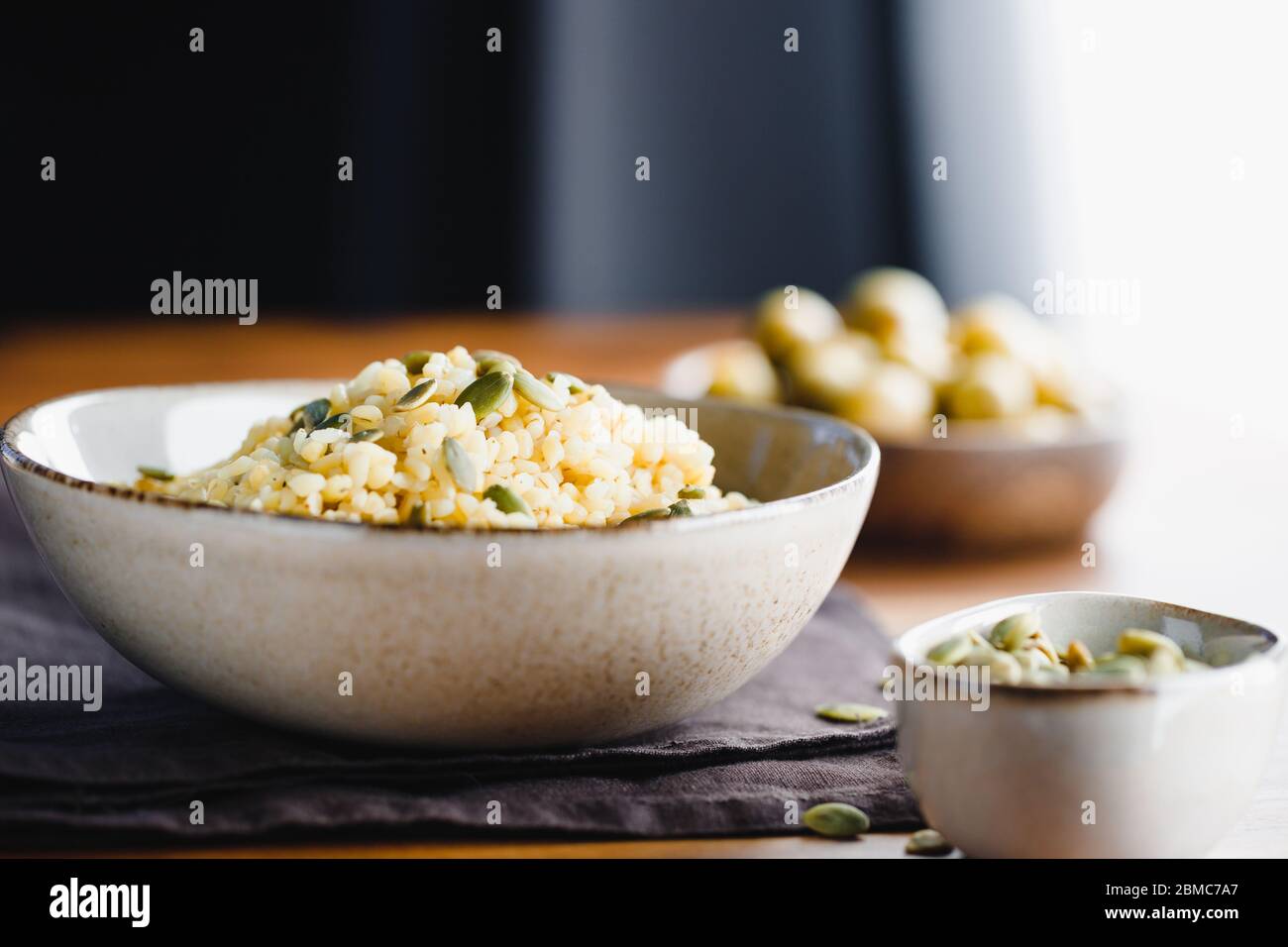 Bulgur with pepitas, healthy nutrition easy recipe from long-stored ...