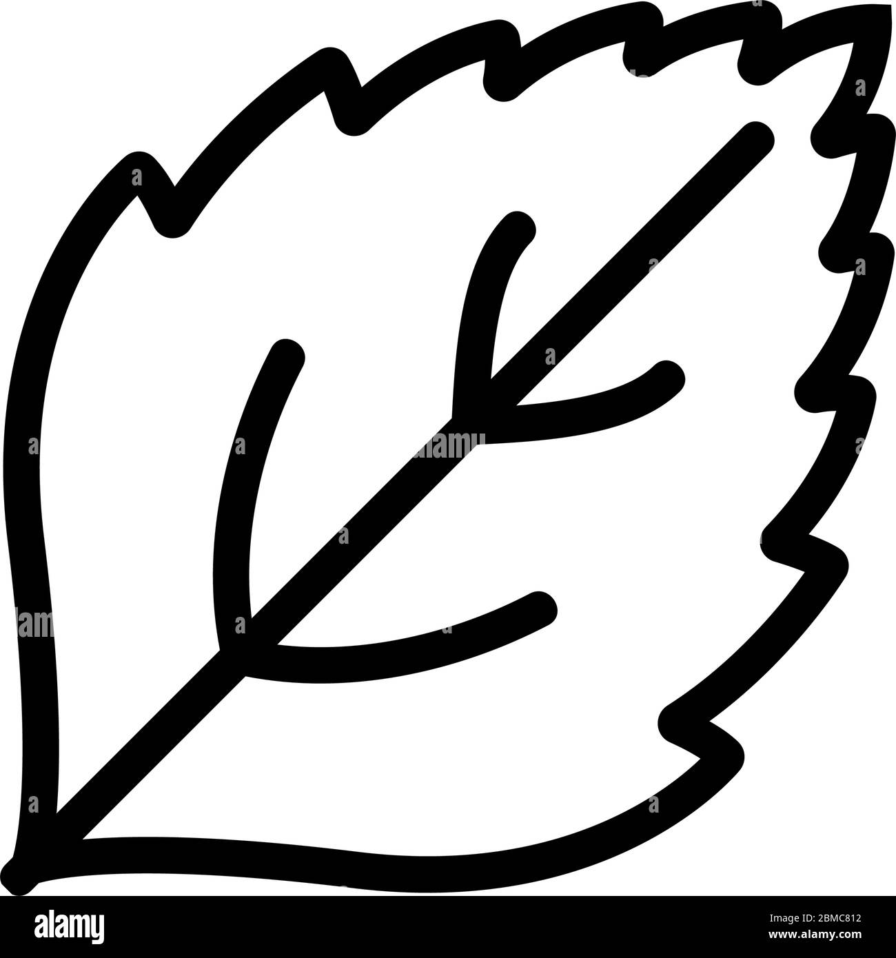 mint leaf close-up view icon vector outline illustration Stock Vector ...