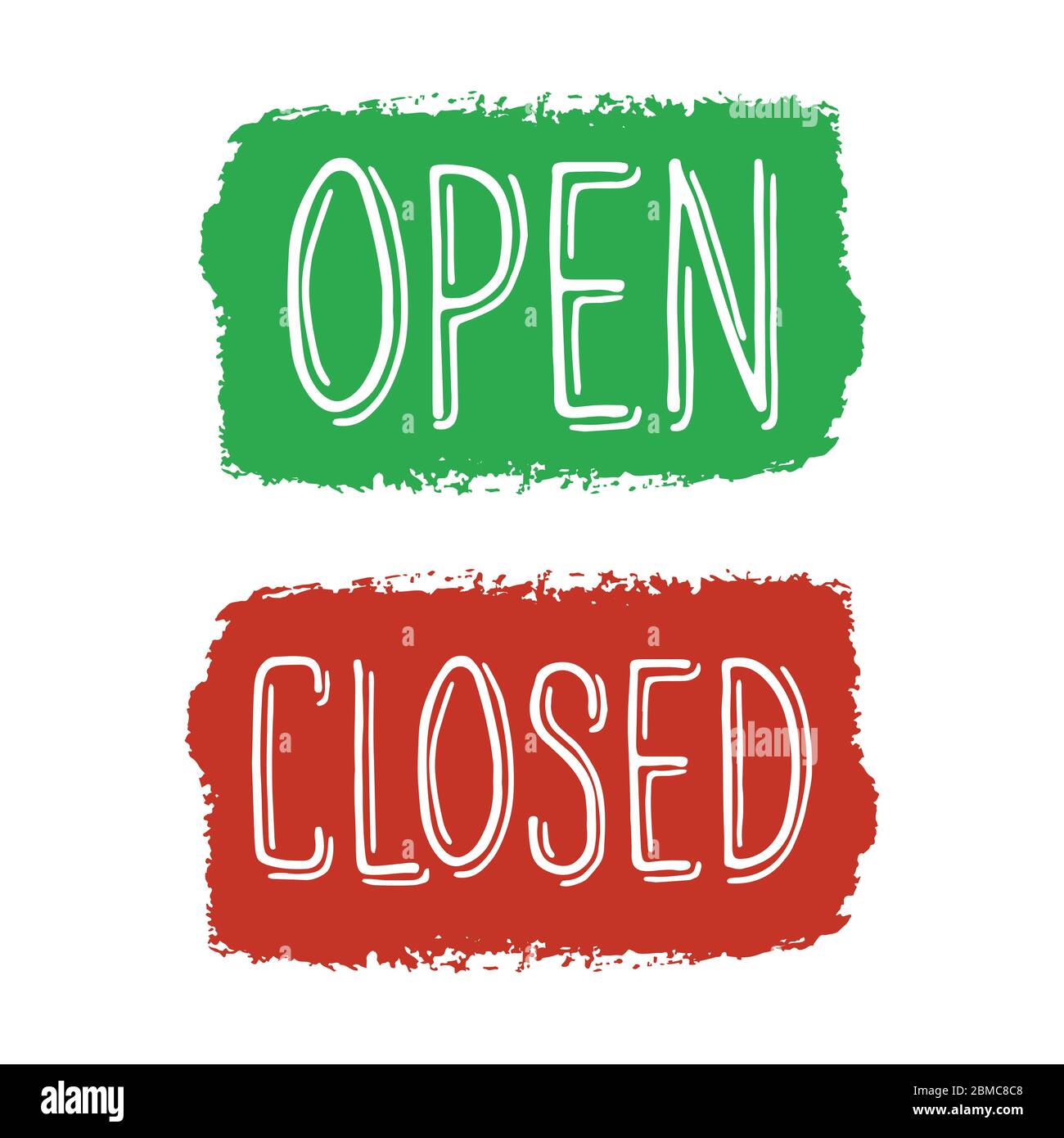 Hand sketched set Open Closed quotes. Lettering for poster, card, flyer ...