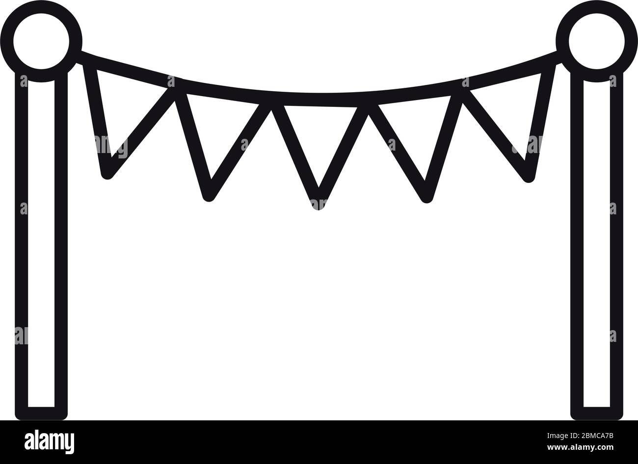 decorative pennants icon over white background, line style, vector ...