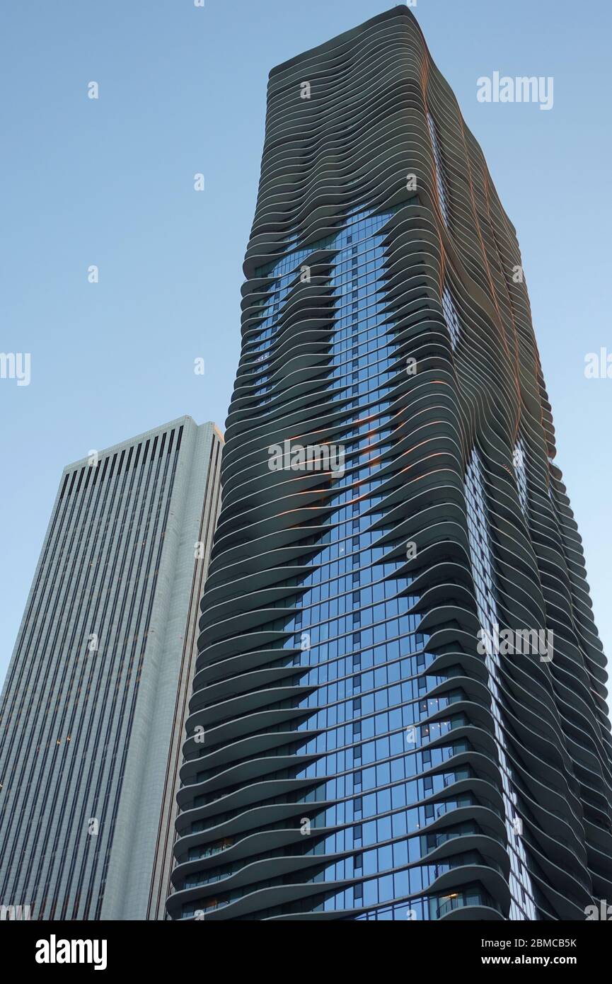 CHICAGO, IL -1 APR 2020- View of the Aqua building, a mixed-use ...