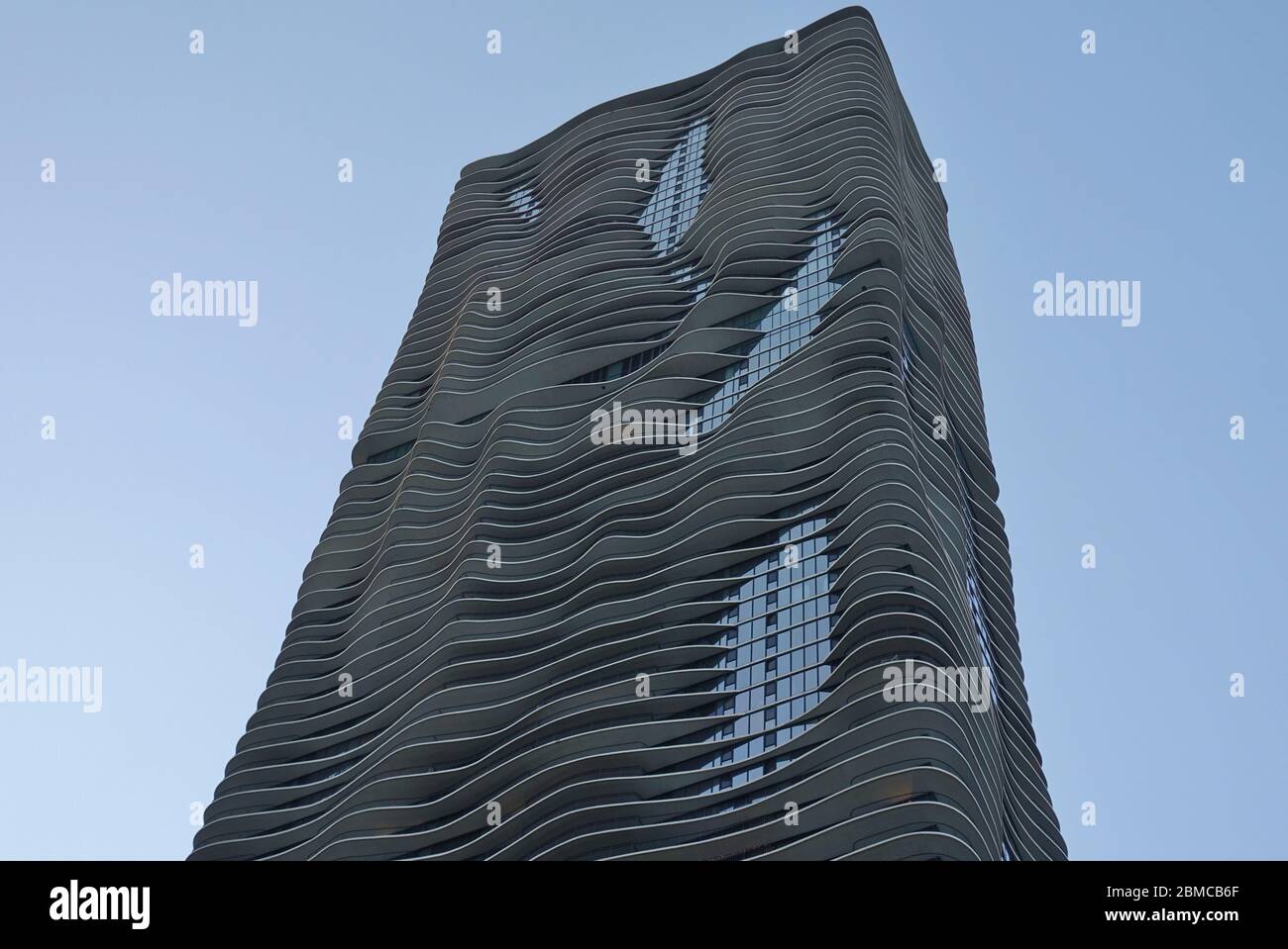 CHICAGO, IL -1 APR 2020- View of the Aqua building, a mixed-use ...