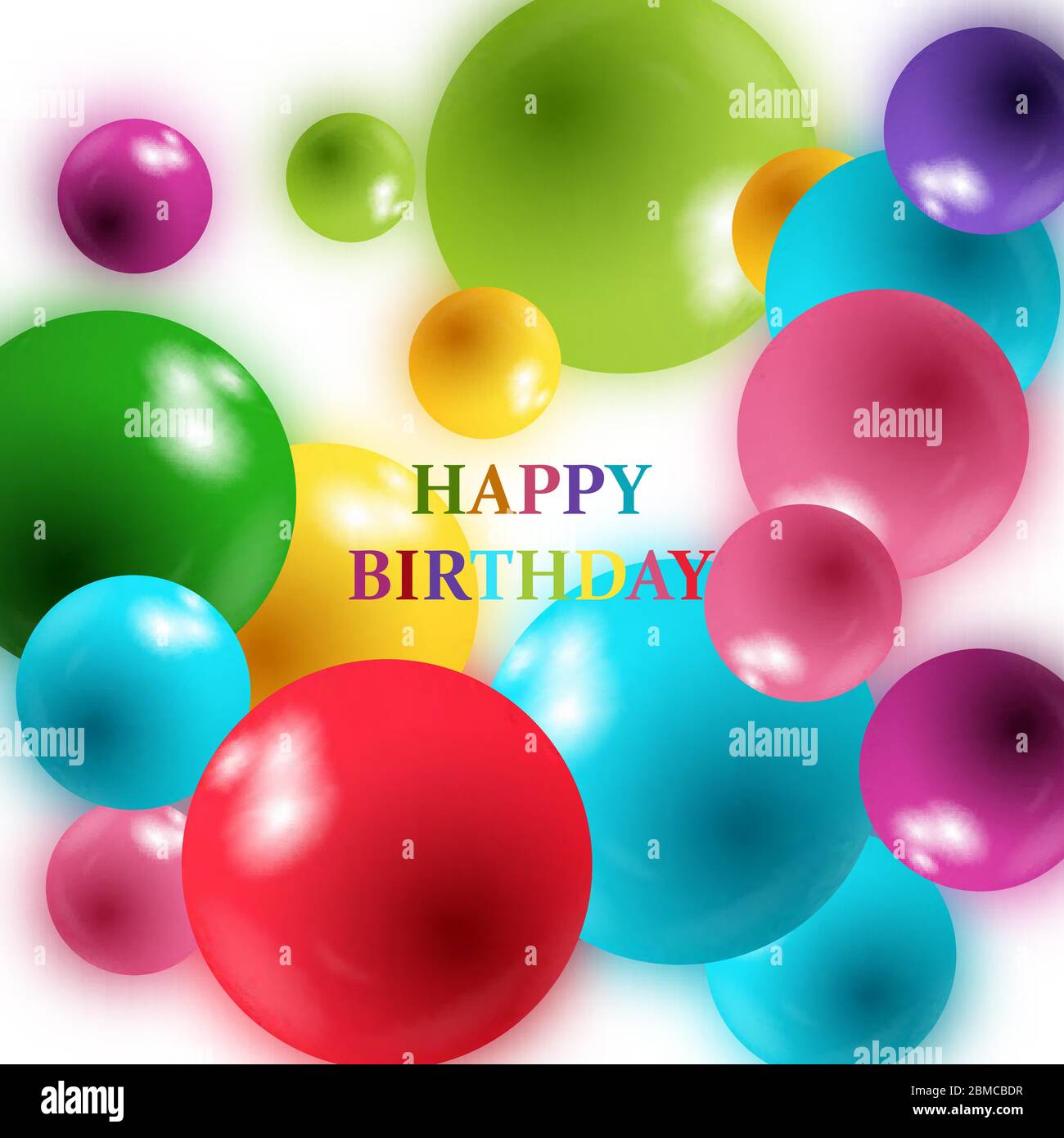 Vector illustration with multicolored bubbles. balls or spheres. Happy ...