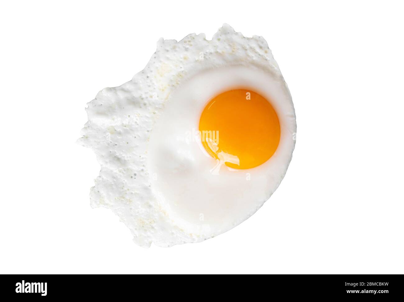 Real close-up fried egg with yellow yolk isolated on white background ...