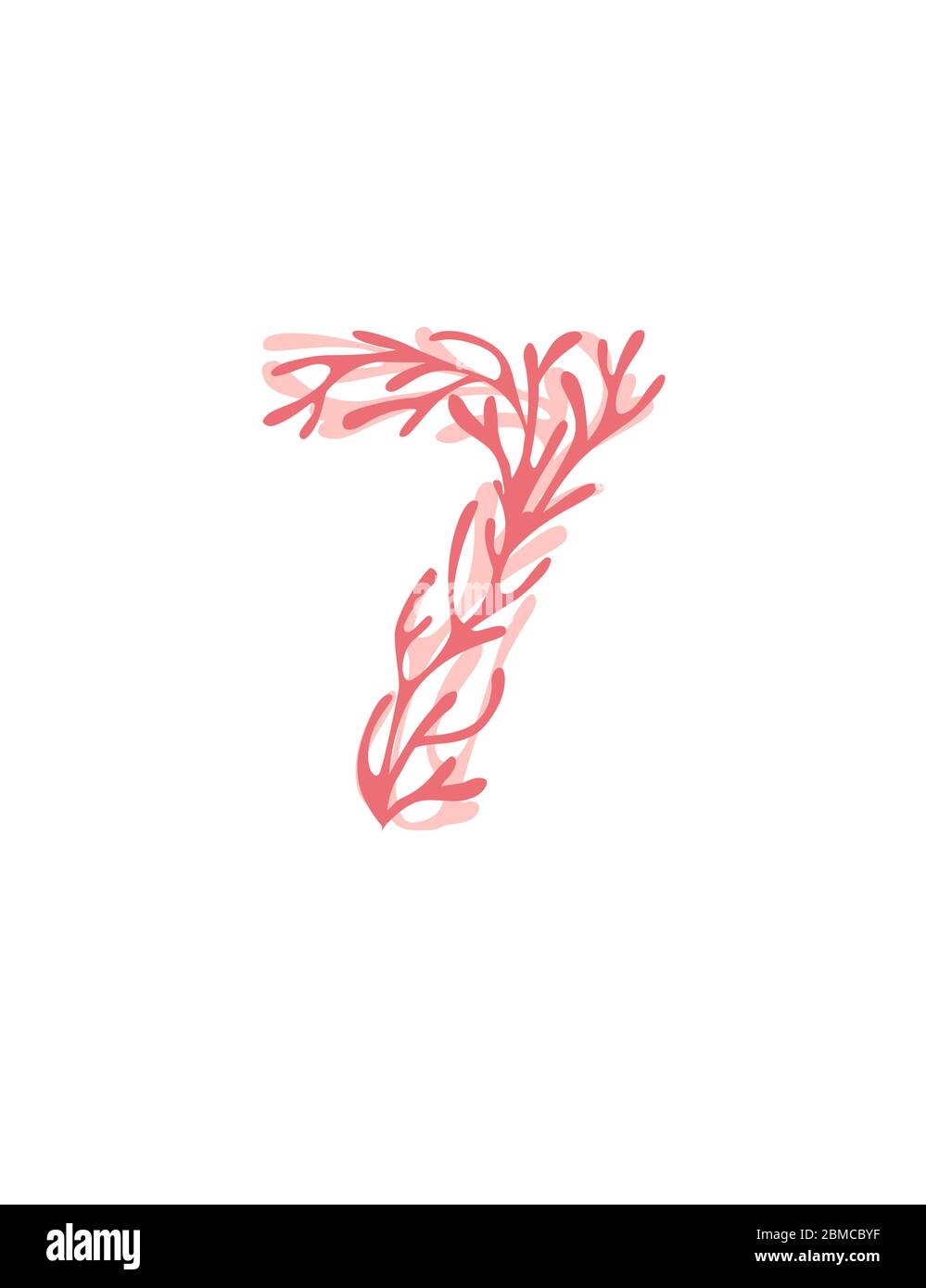 Number 7 pink colored seaweeds underwater ocean plant sea coral ...