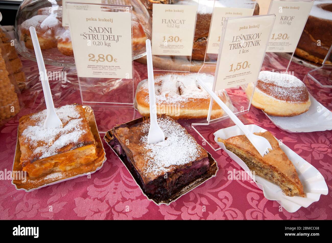 Typical sweets for sale at the central market in Ljubljana, Slovenia ...