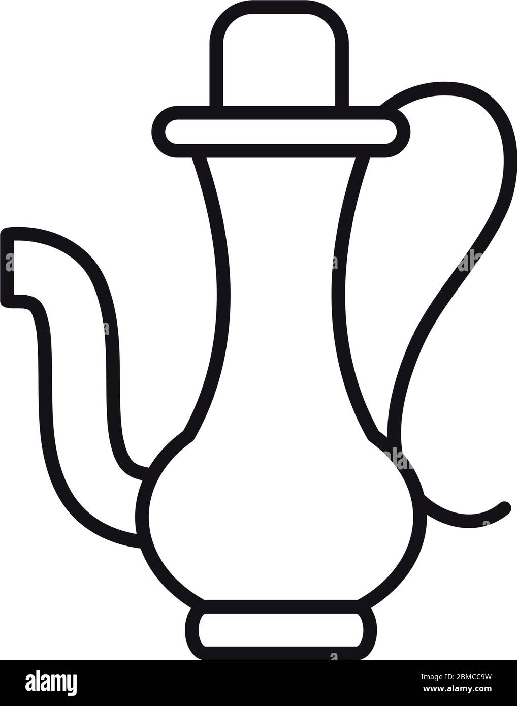 EID mubarak concept, arabic tea jug icon over white background, line ...