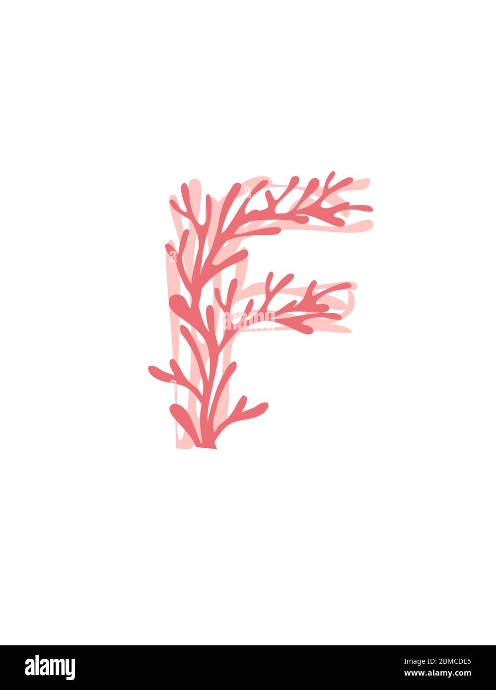 Letter F pink colored seaweeds underwater ocean plant sea coral ...