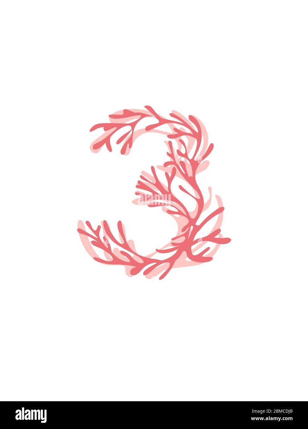 Number 3 pink colored seaweeds underwater ocean plant sea coral ...
