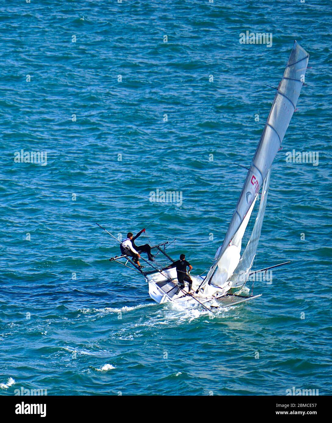 The fun of sail boat racing Stock Photo - Alamy