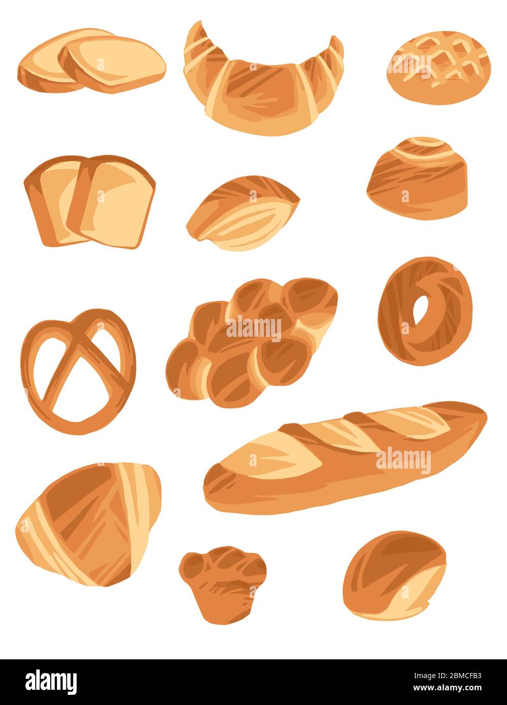 Bakery products set for bakery shop cartoon food bread collection flat ...