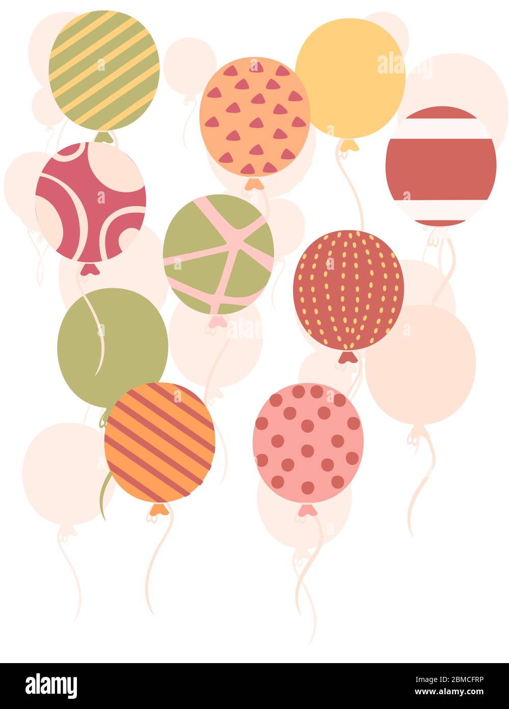 Group of flat flying up balloons with different texture pattern flat ...