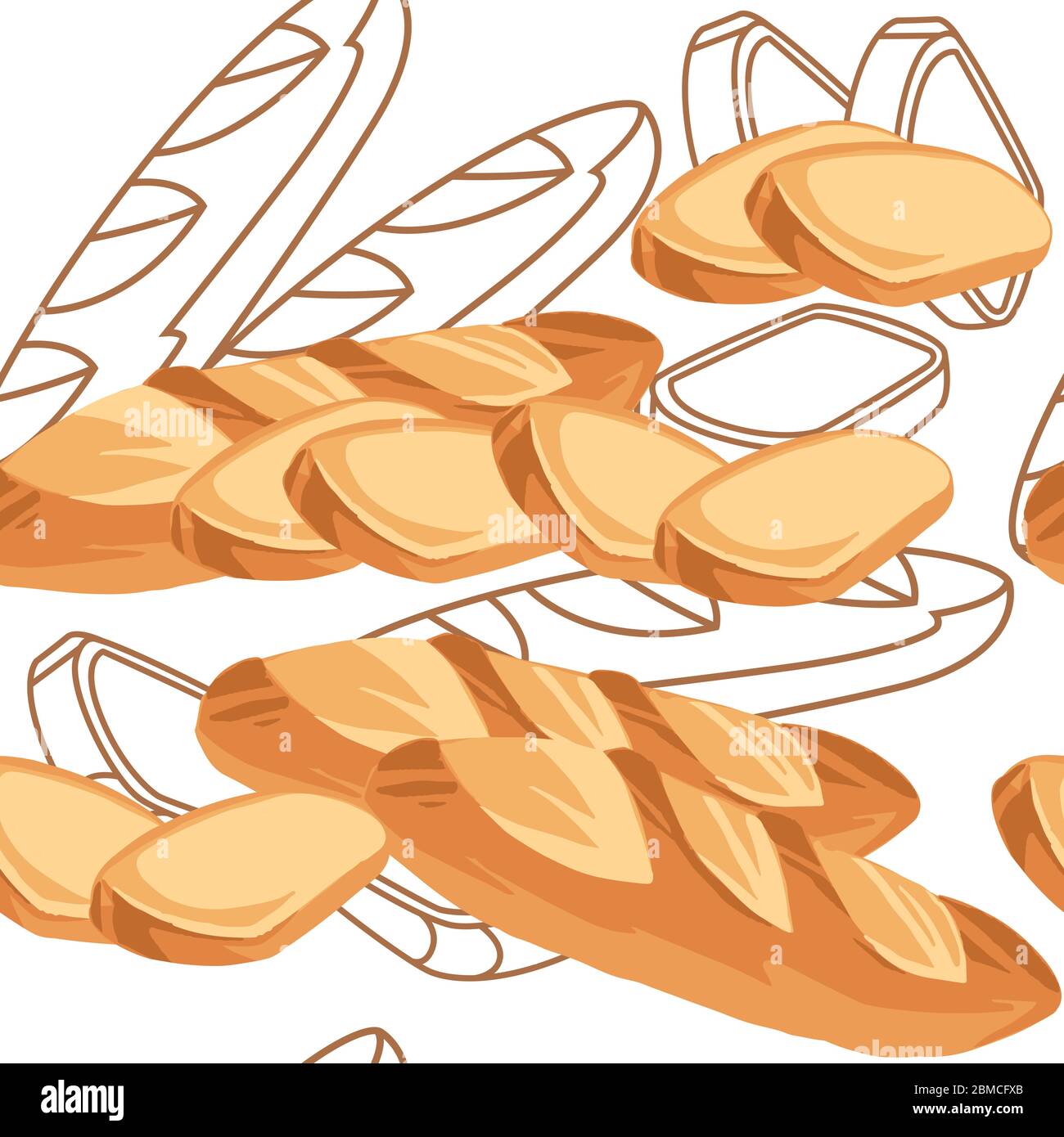 Seamless pattern with bakery products for bakery shop cartoon food ...
