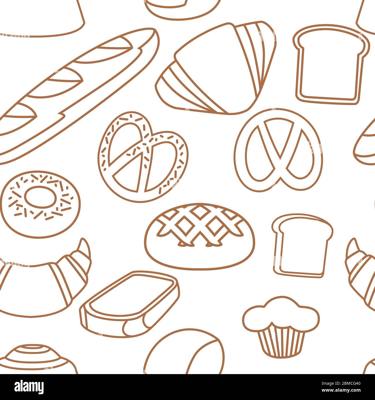 Seamless pattern outline silhouette bakery products set for bakery shop ... Seamless pattern outline silhouette bakery products set for bakery shop ...
