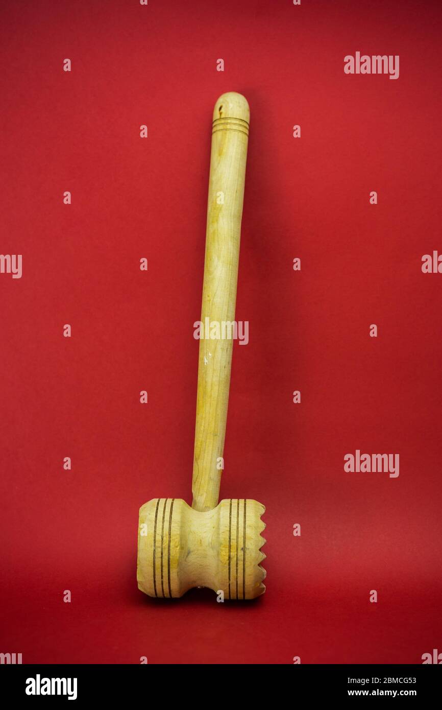 Wooden Kitchen Meat Chopper Stock Photo - Alamy