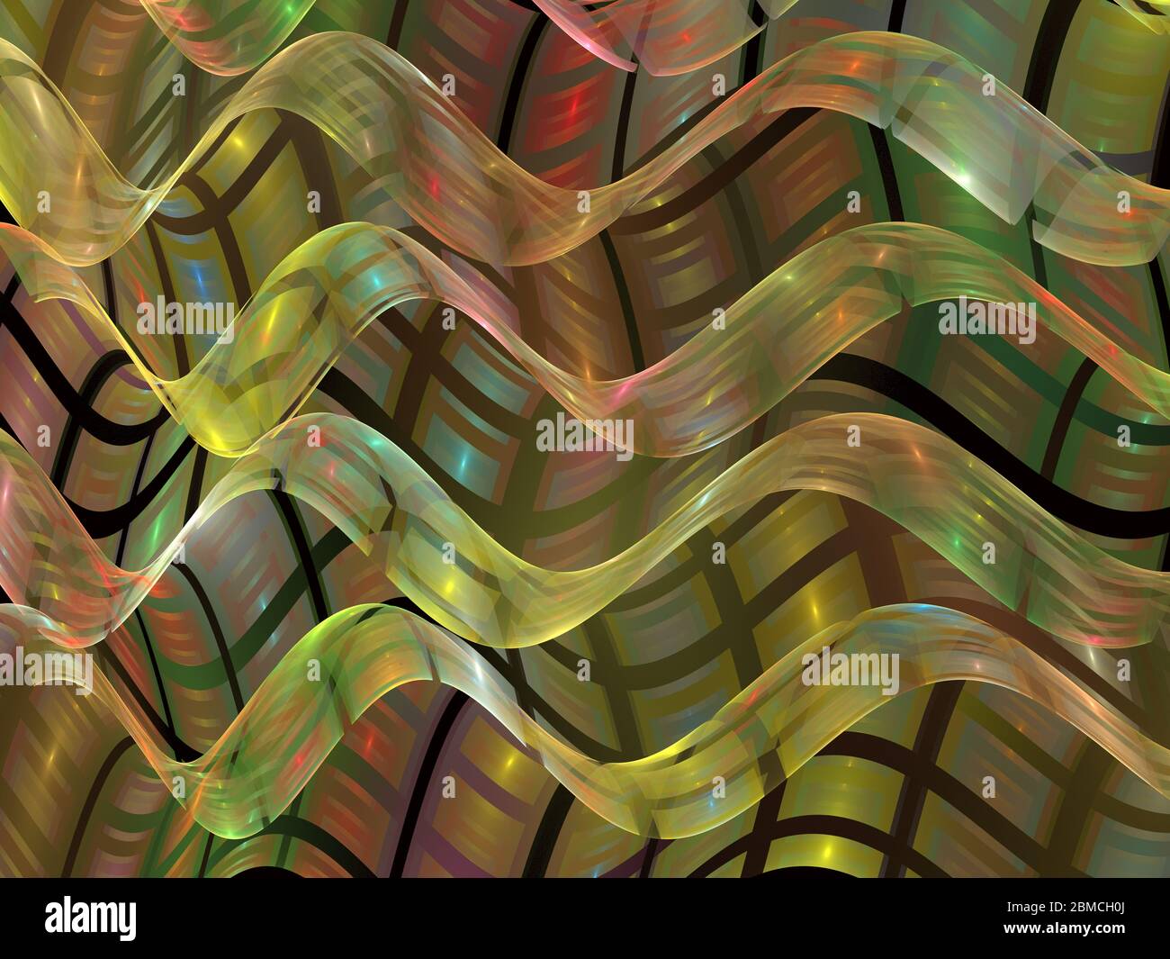 Abstract ribbon silky background. Wavy lines set, dinamic design ...