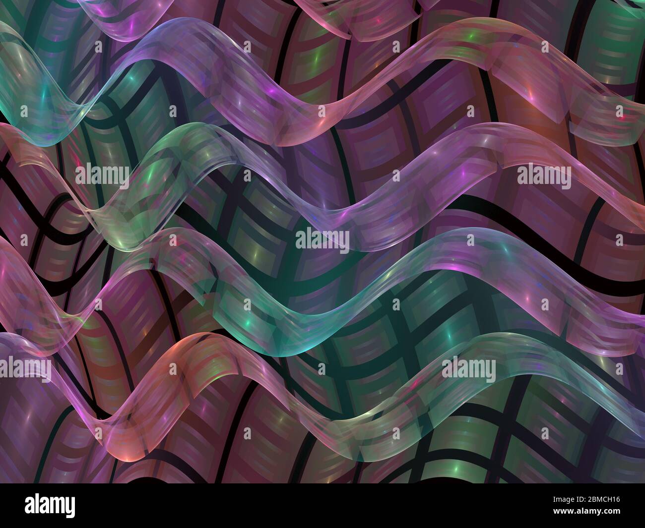 Abstract ribbon silky background. Wavy lines set, dinamic design ...
