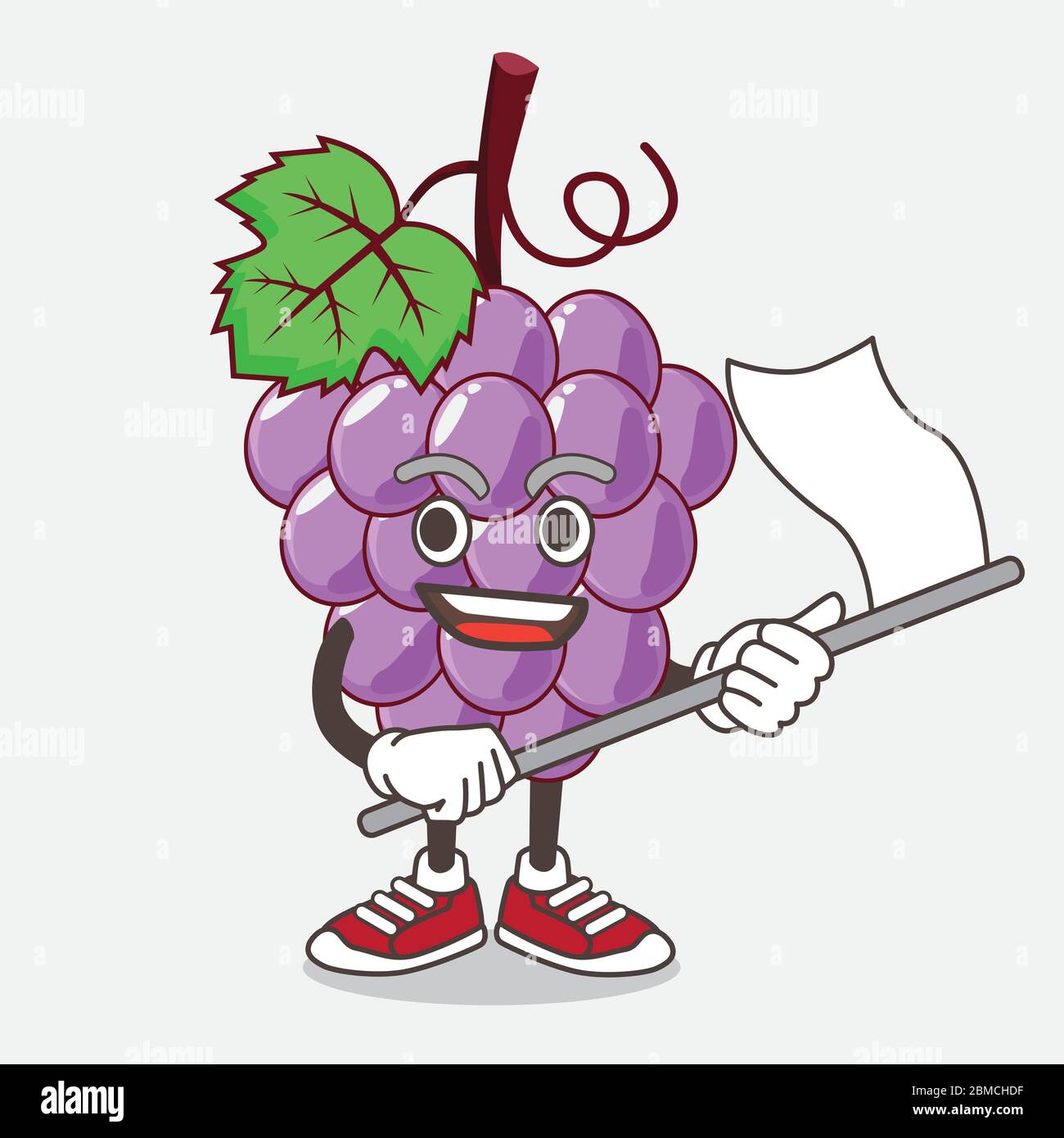 An illustration of Grape Fruit cartoon mascot character waving a flag ...