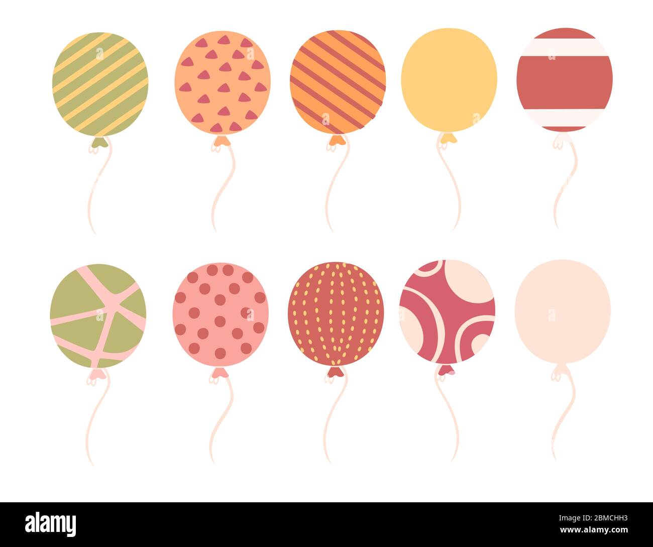 Set of flat balloons with different texture pattern flat vector ...