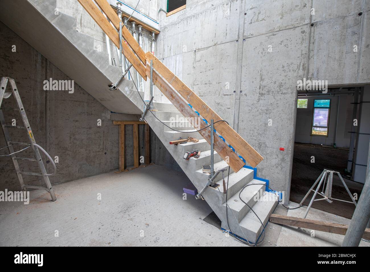 on a building site a staircase is installed in a building wing Stock ...