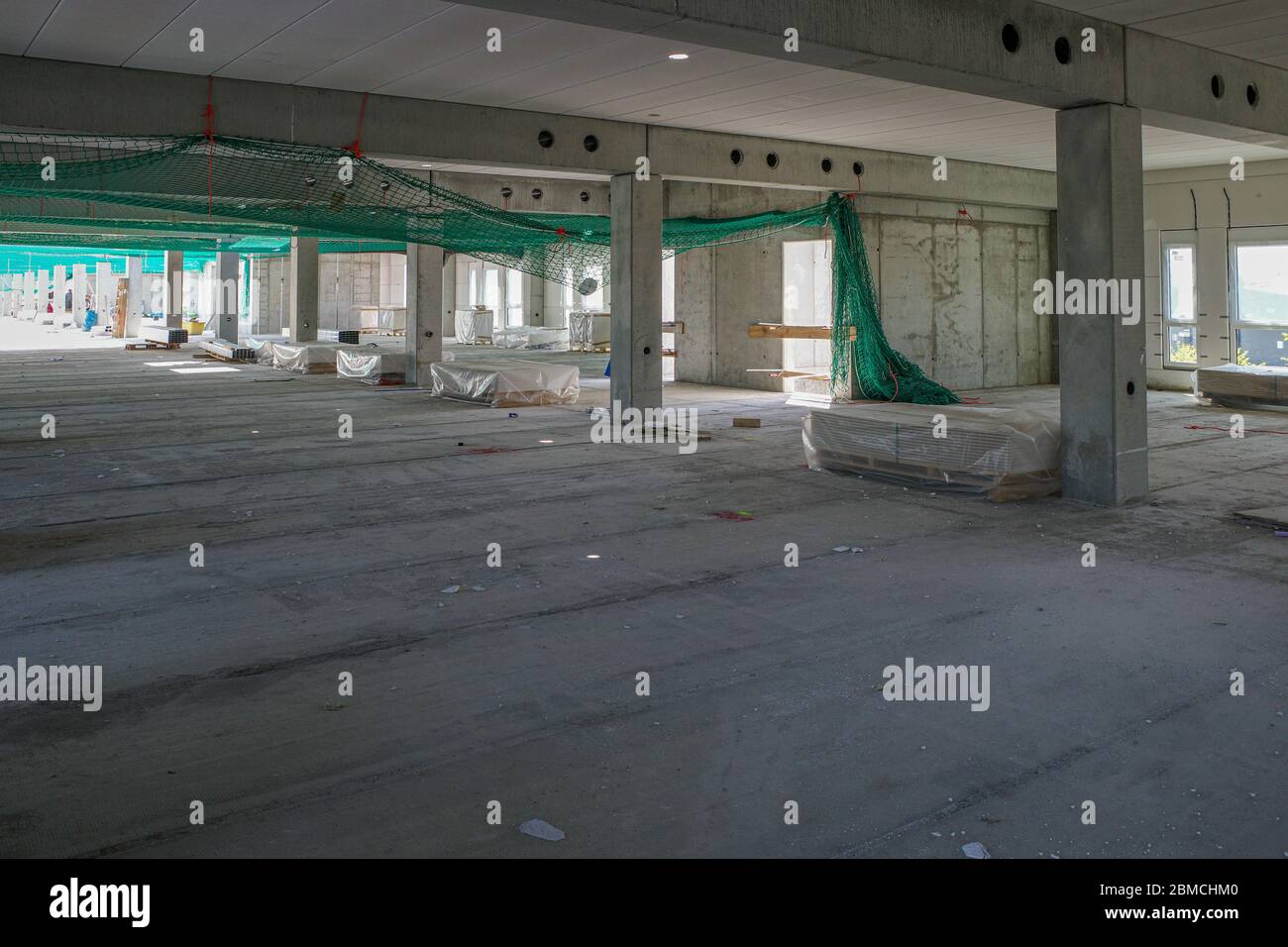 on a construction site the interior finishing of a factory building ...