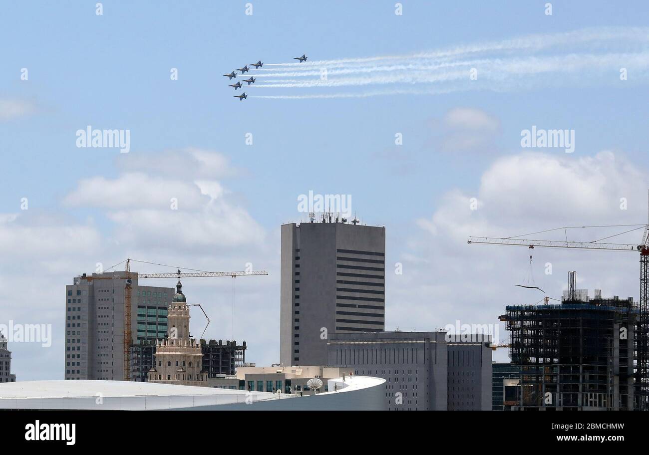 MIAMI, FL - MAY 8: U.S. Navy Blue Angels fly over Miami to pay tribute ...