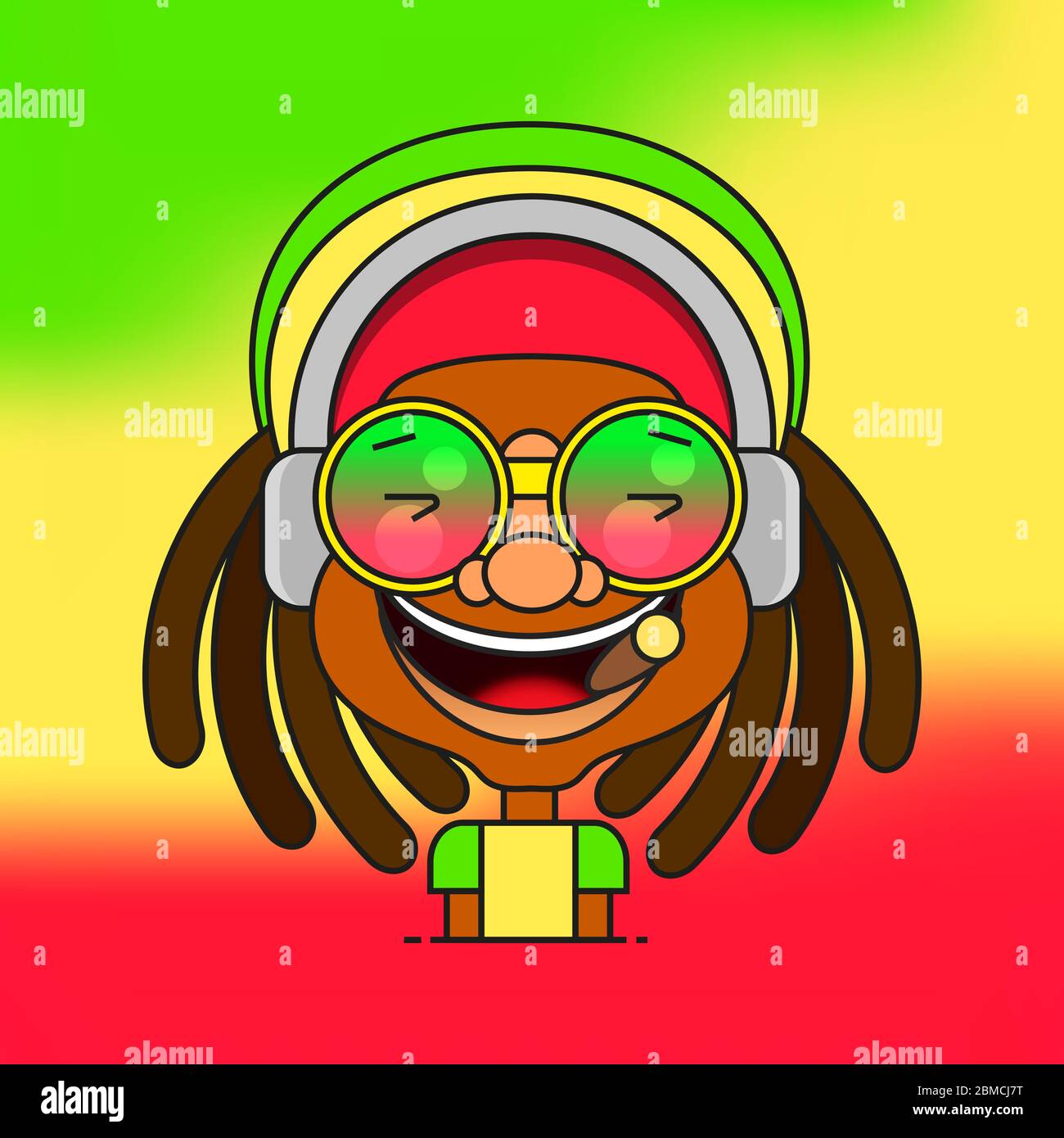 Man With Dreadlocks Hairstyle For Rastafarian And Reggae Theme Vector ...