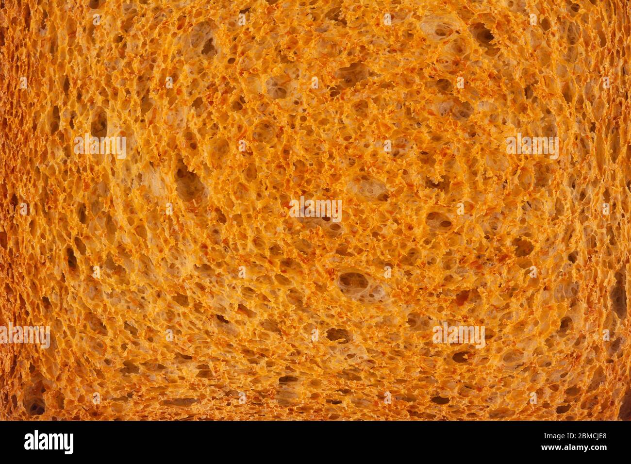 top view closeup macro detail of blank brown toasted bread slice ...